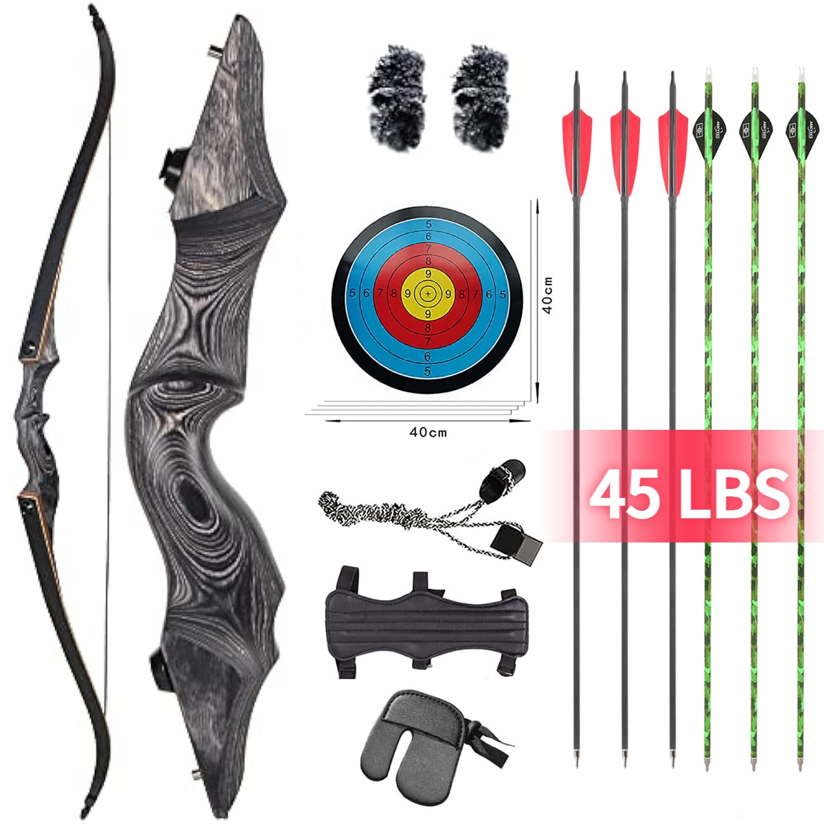 BLACKHUNTER Recurve Bow Set 20-60LBS for Adult Outdoor Hunting Beginner ...