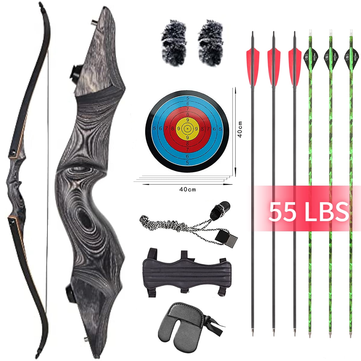 BLACKHUNTER Recurve Bow Set 20-60LBS for Adult Outdoor Hunting Beginner ...