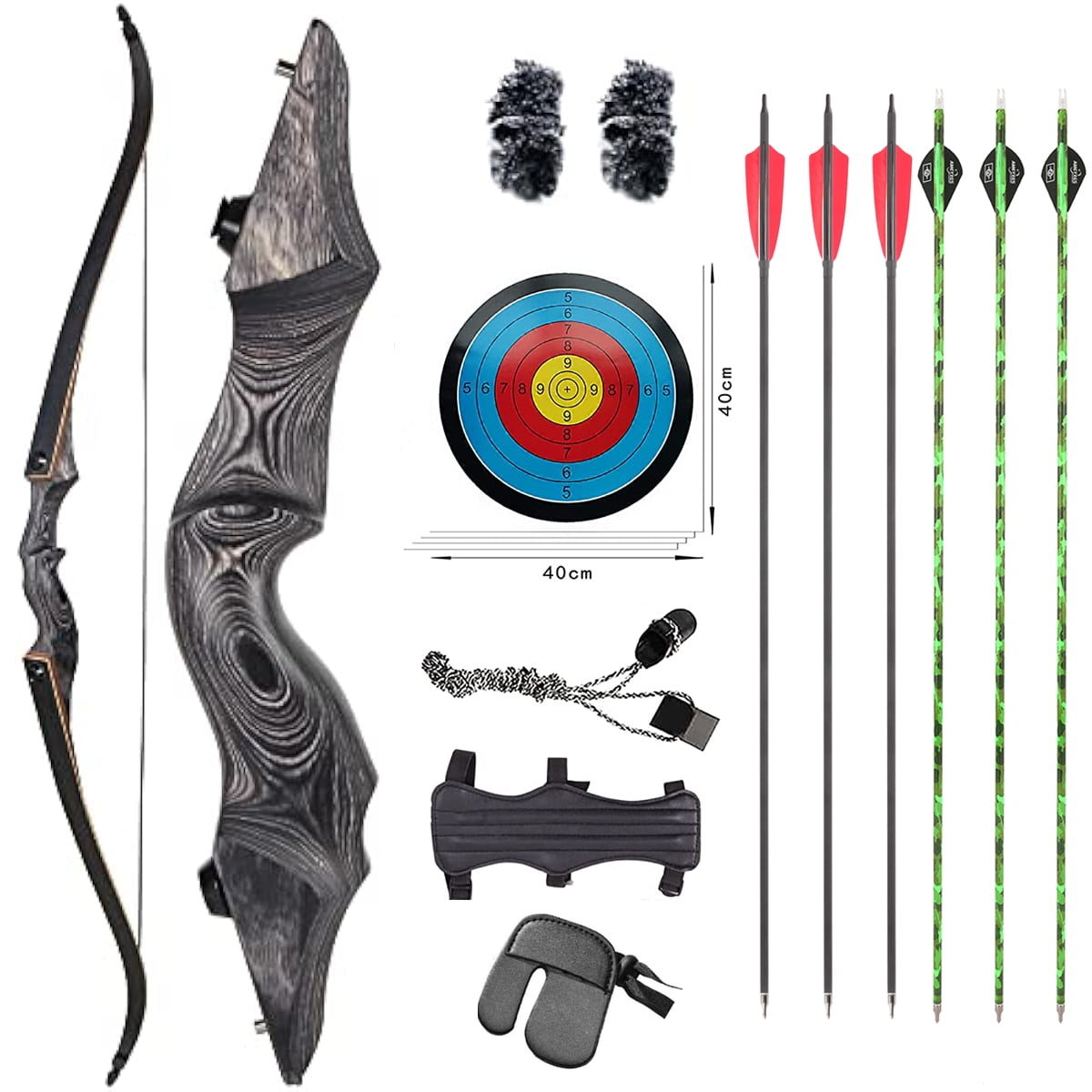 BLACKHUNTER Recurve Bow Set 20-60LBS for Adult Outdoor Hunting Beginner ...