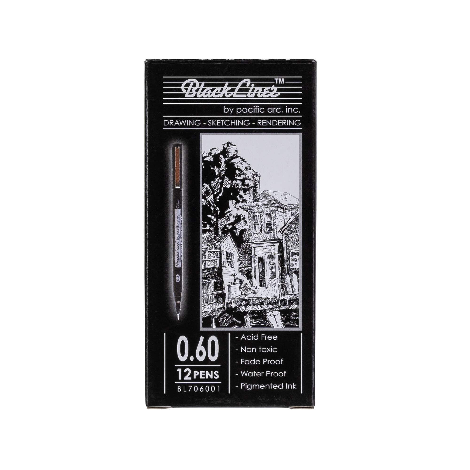 Pacific Arc, Blackliner Black Fineliner Pens, Set of 4 Differently ...