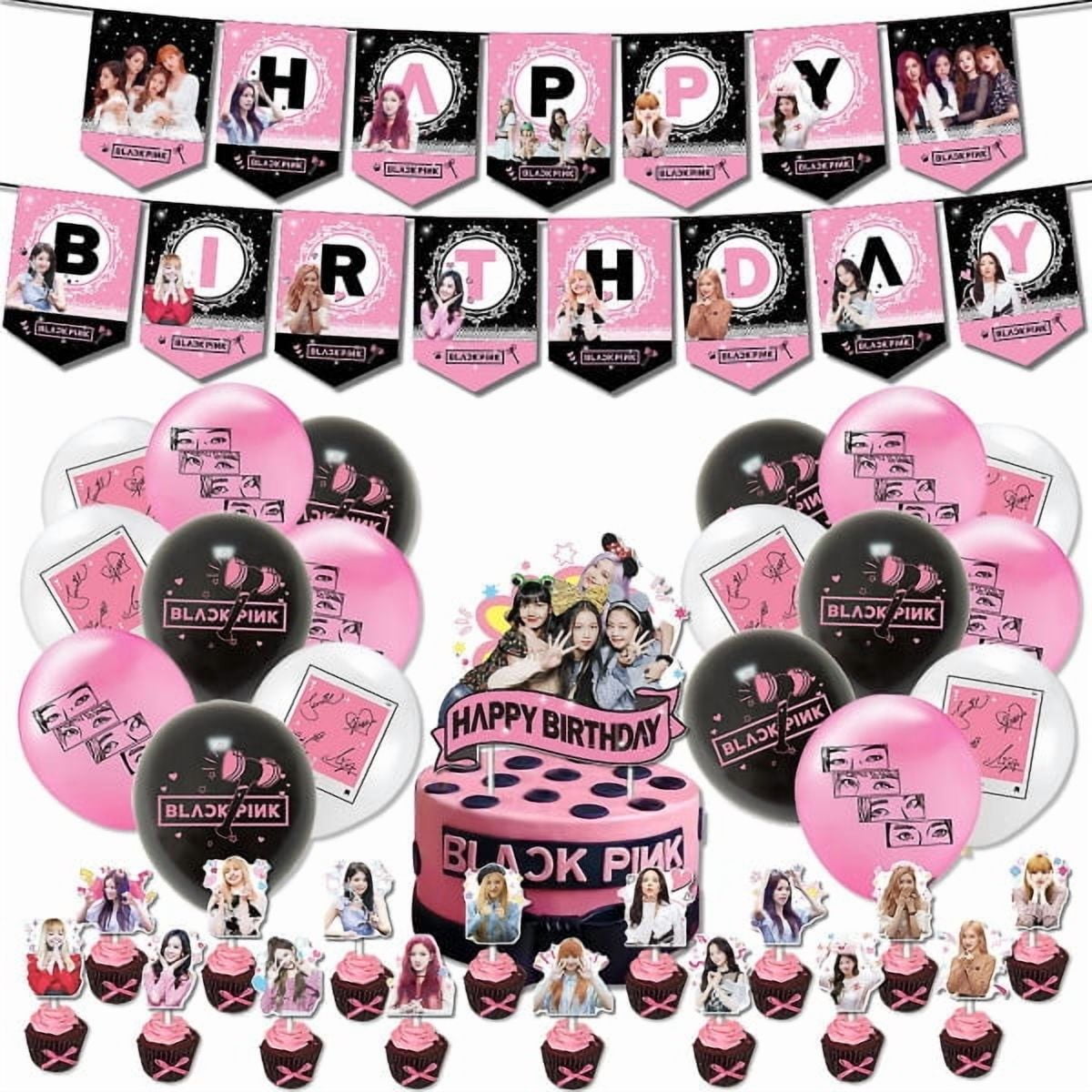 BLACKPINK Party Kit – 1 Banner & 18 Balloons, K-Pop Birthday Decor ...
