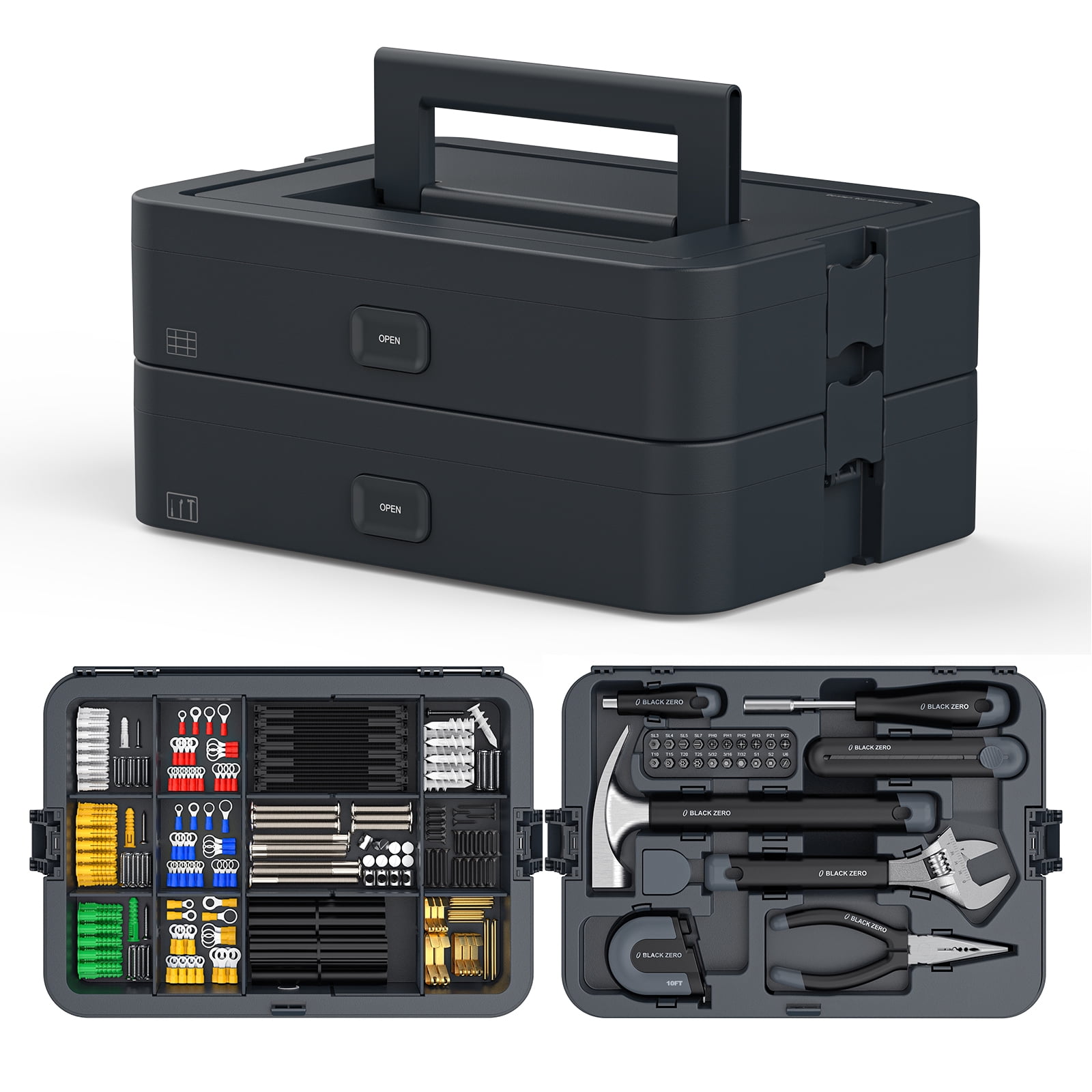 BLACKZERO Hand Tool Set Kit, Essential Mechanics Tools Kit for Everyday Home Repairs - Walmart.com