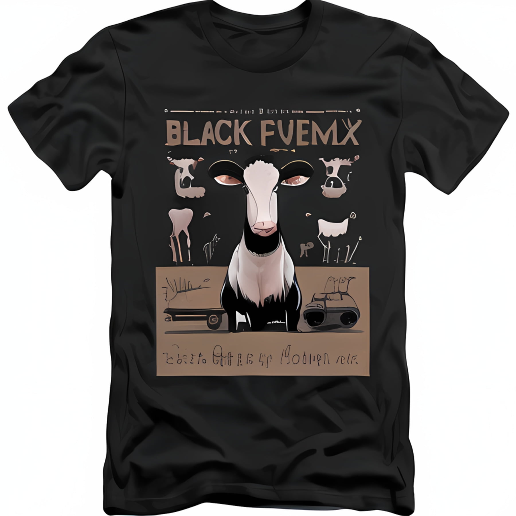 BLACKone T-Shirt with Fomicx SubText Junglecore Cow Illustration Provia ...