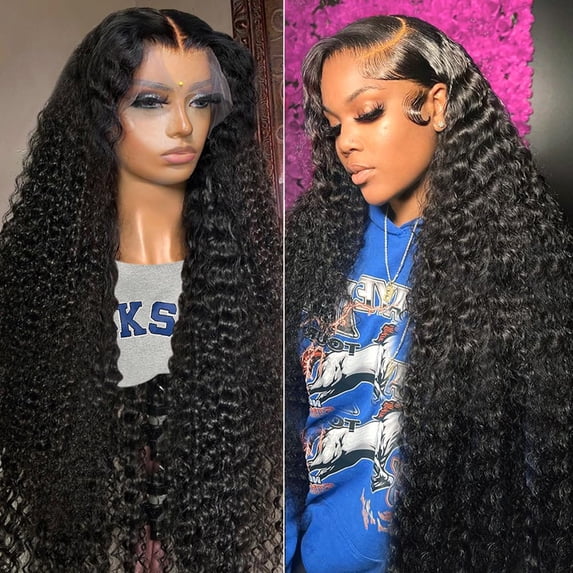 BLACROSS 28 Inch 13x6 Deep Wave Lace Front Wigs Human Hair 180 Density ...