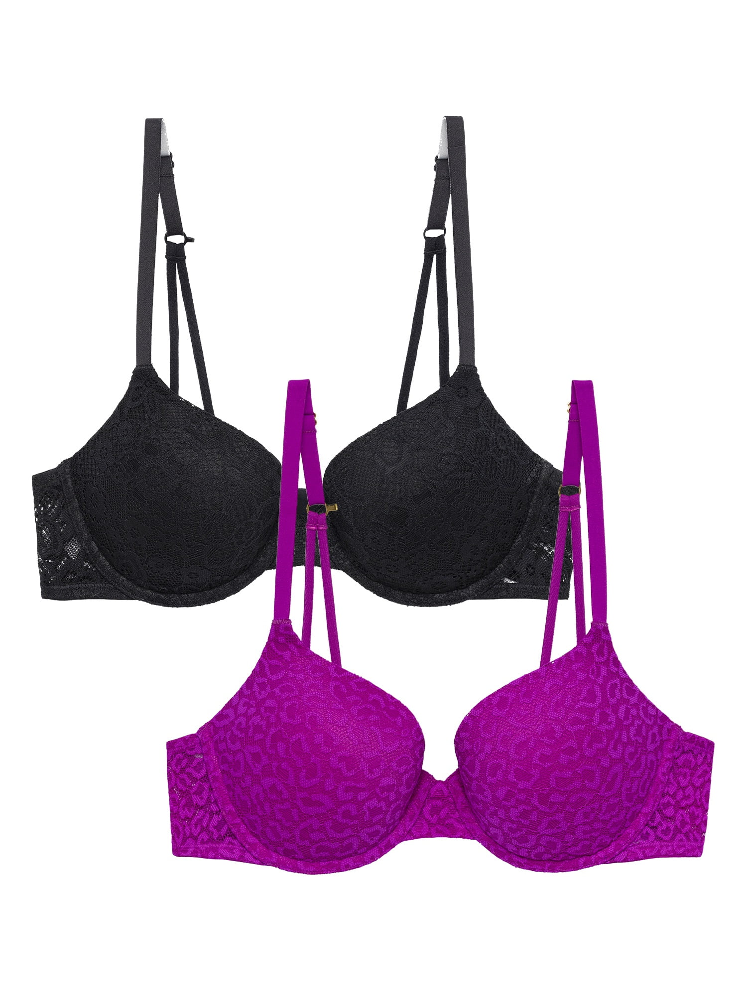 BLAKE & CO. 2 Pack Junior's All Over Lace Underwire Push Up Bra with ...