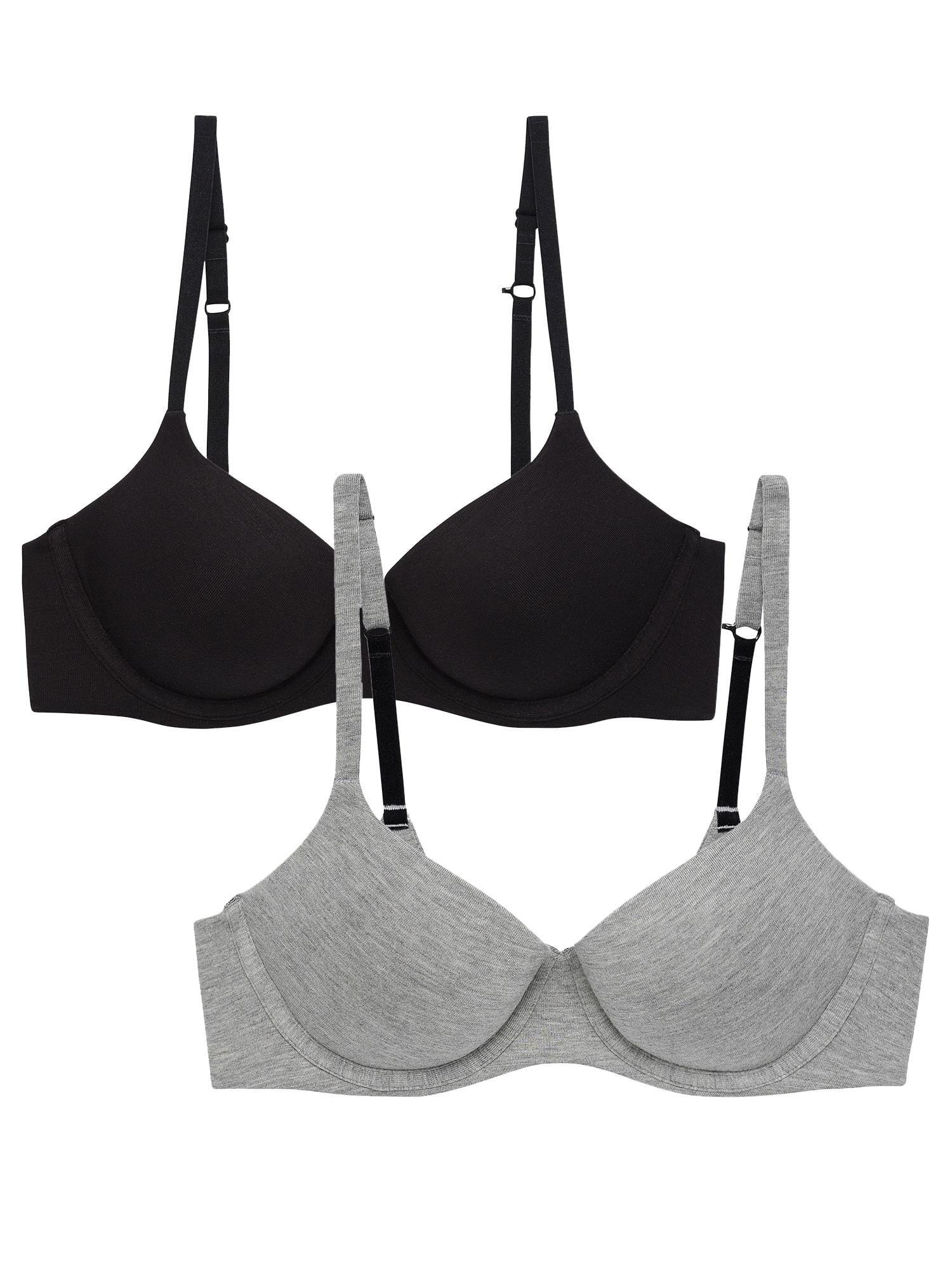 BLAKE & CO. 2 Pack Junior's Cotton Rayon Push Up Bra with Adjustable ...