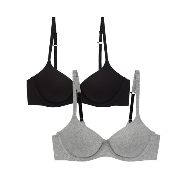 BLAKE & CO. 2 Pack Junior's Cotton Rayon Push Up Bra with Adjustable Straps, Sizes 34B-40DD ...