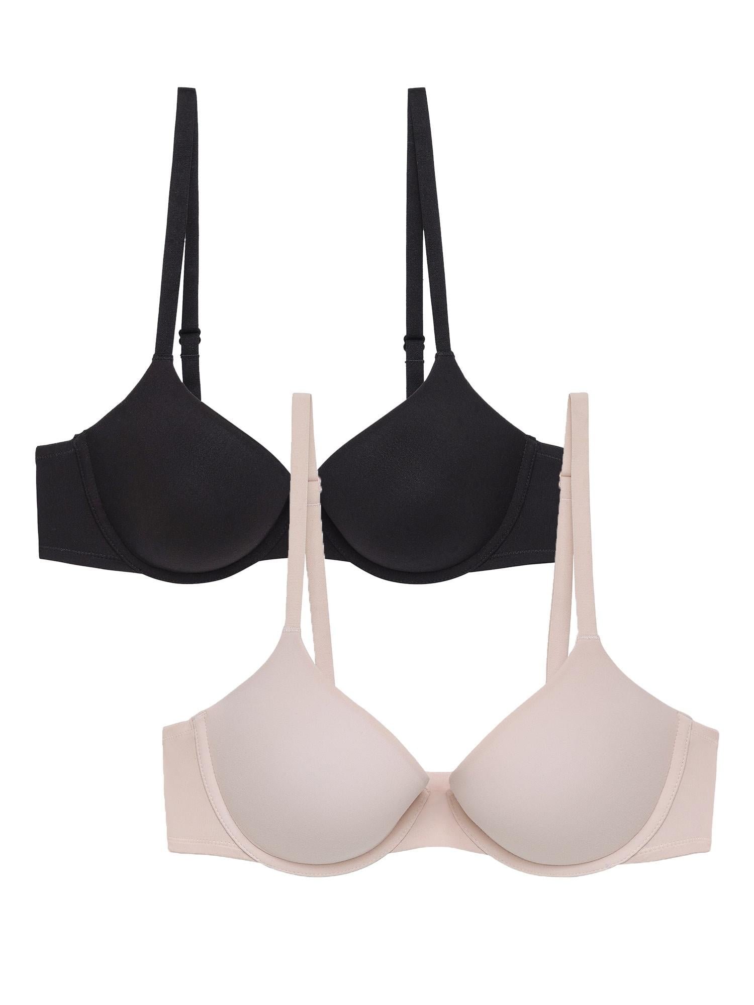 BLAKE & CO. 2 Pack Junior's Micro Underwire Push Up Bra with Adjustable ...
