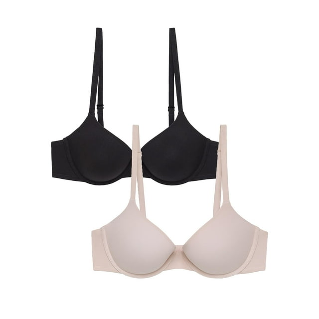 BLAKE & CO. 2 Pack Junior's Micro Underwire Push Up Bra with Adjustable ...