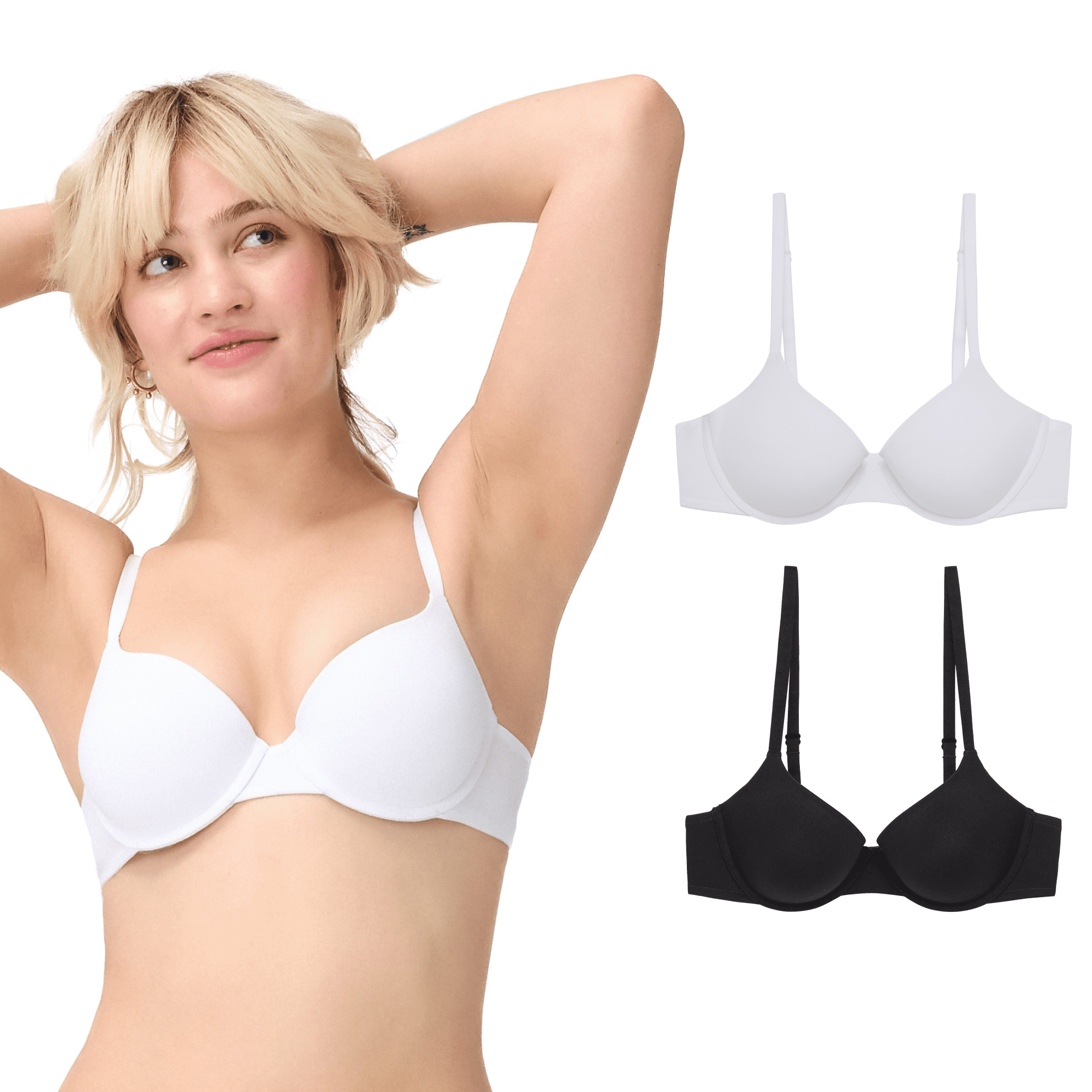 BLAKE & CO. 2 Pack Junior's Micro Underwire Push Up Bra with Adjustable Straps, Sizes 34B-40DD ...