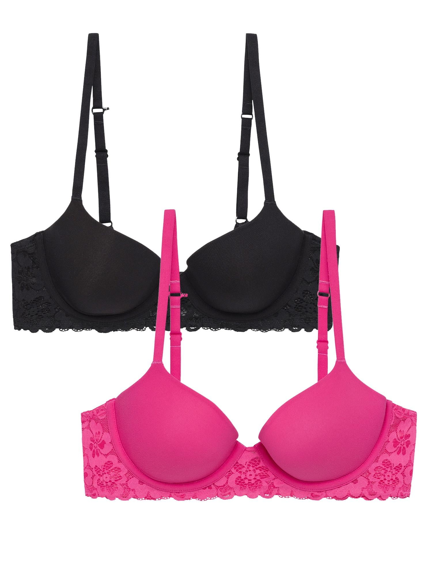 BLAKE & CO. 2 Pack Junior's Micro and Lace Underwire T-Shirt Bra with Adjustable Straps, Sizes ...