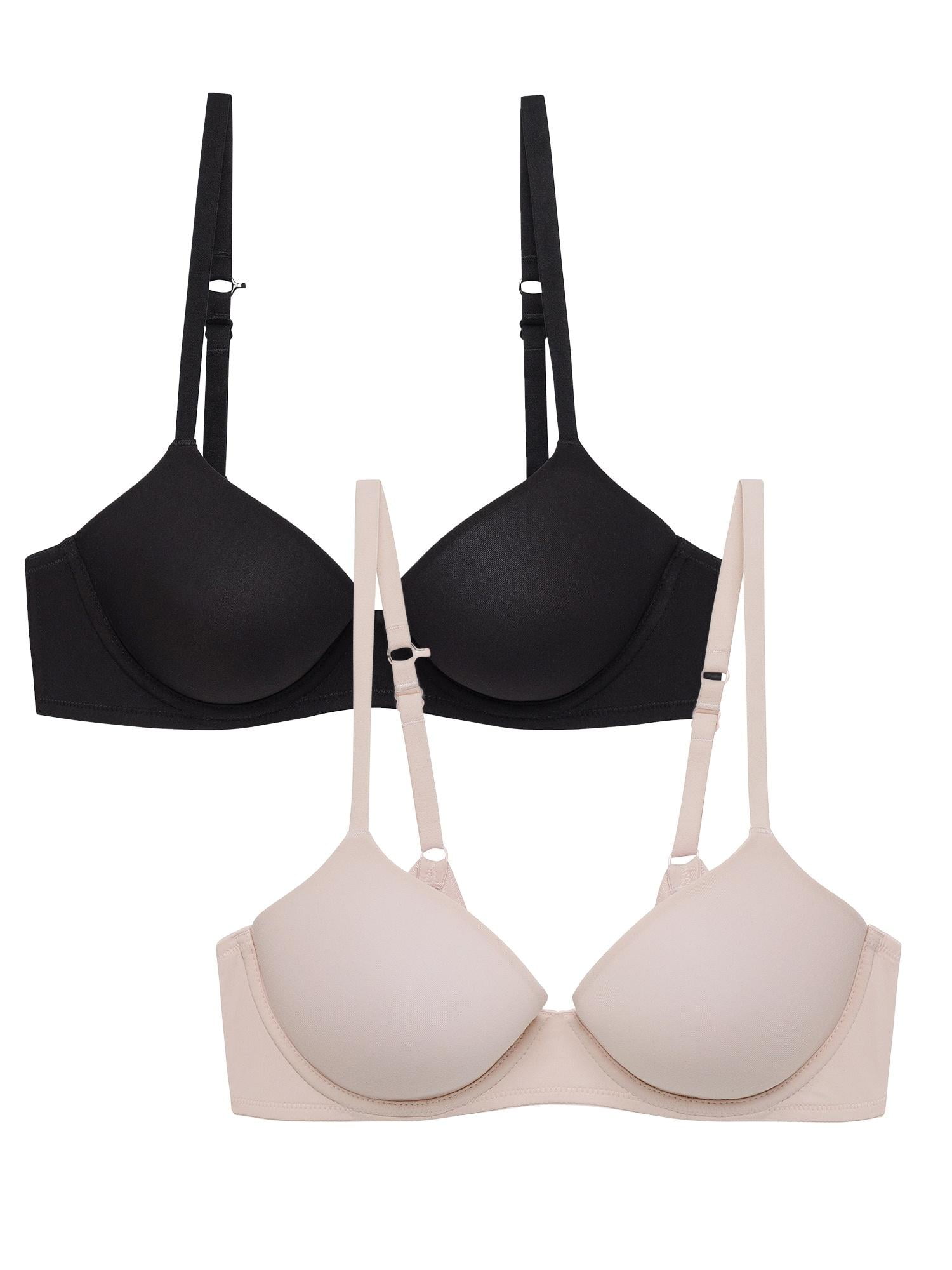 BLAKE & CO. 2 Pack Junior's Micro and Lace Underwire T-Shirt Bra with ...
