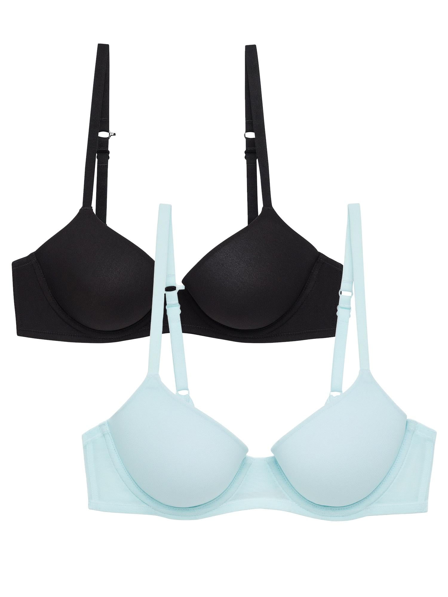 BLAKE & CO. 2 Pack Junior's Micro and Lace Underwire T-Shirt Bra with ...