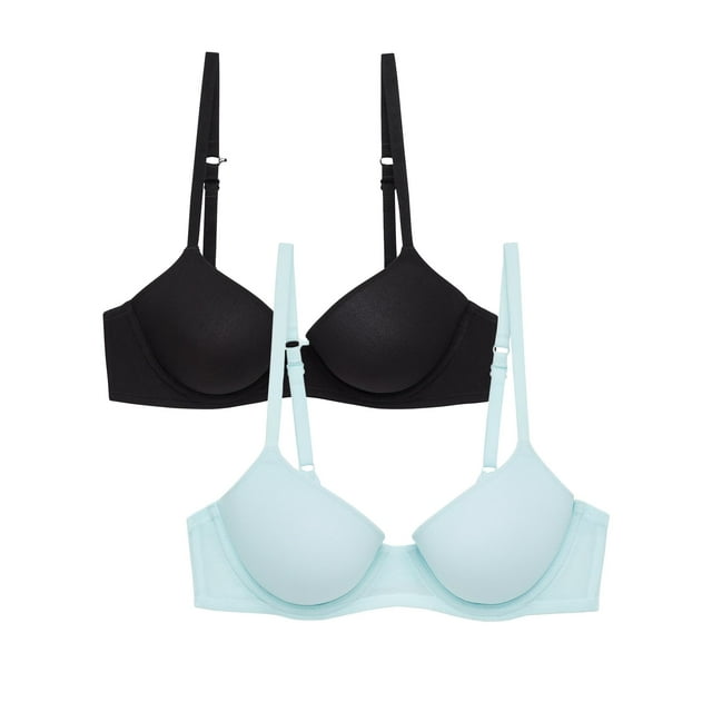 BLAKE & CO. 2 Pack Junior's Micro and Lace Underwire T-Shirt Bra with ...
