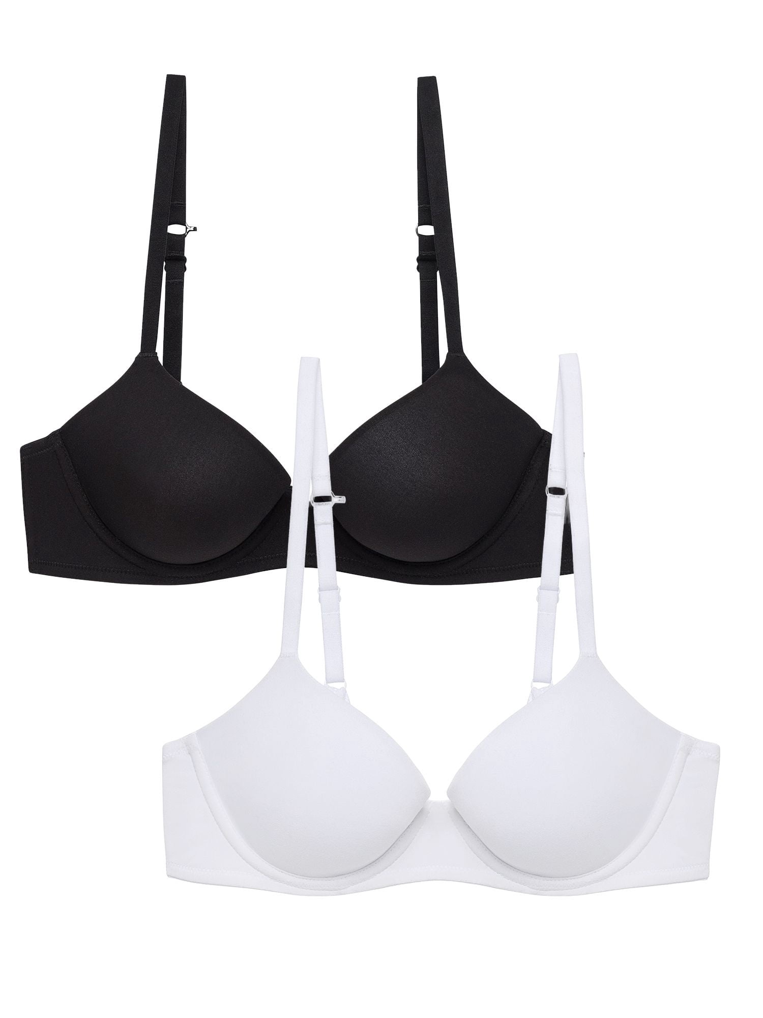 BLAKE & CO. 2 Pack Junior's Micro and Lace Underwire T-Shirt Bra with ...