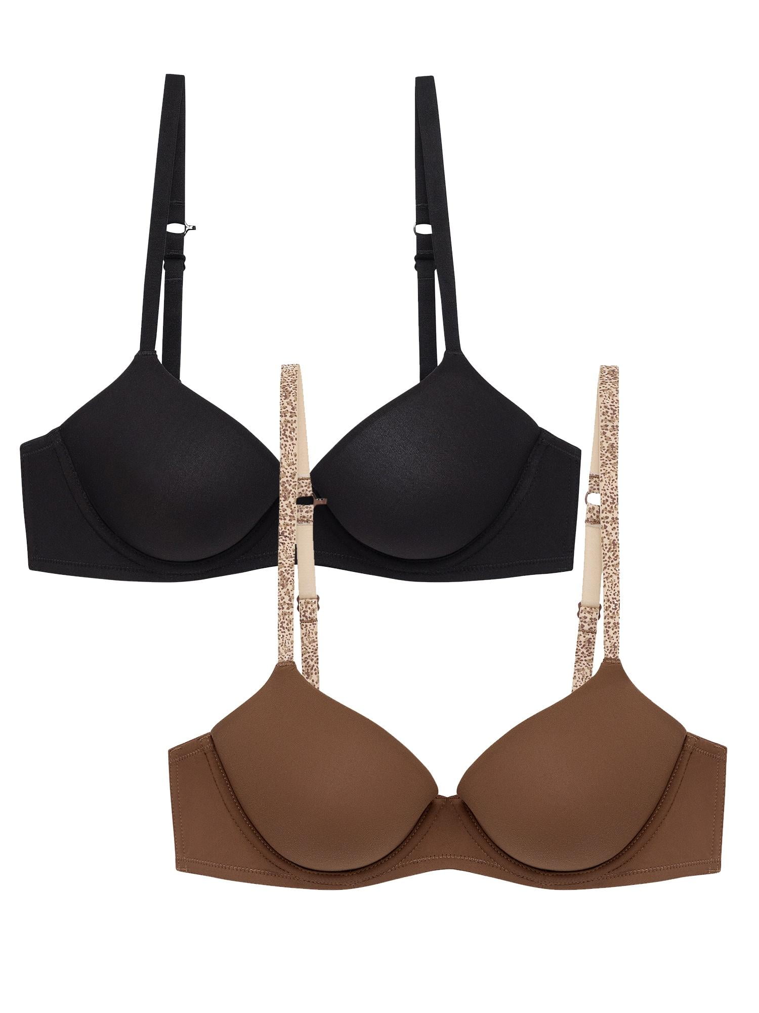 BLAKE & CO. 2 Pack Junior's Micro and Lace Underwire T-Shirt Bra with ...