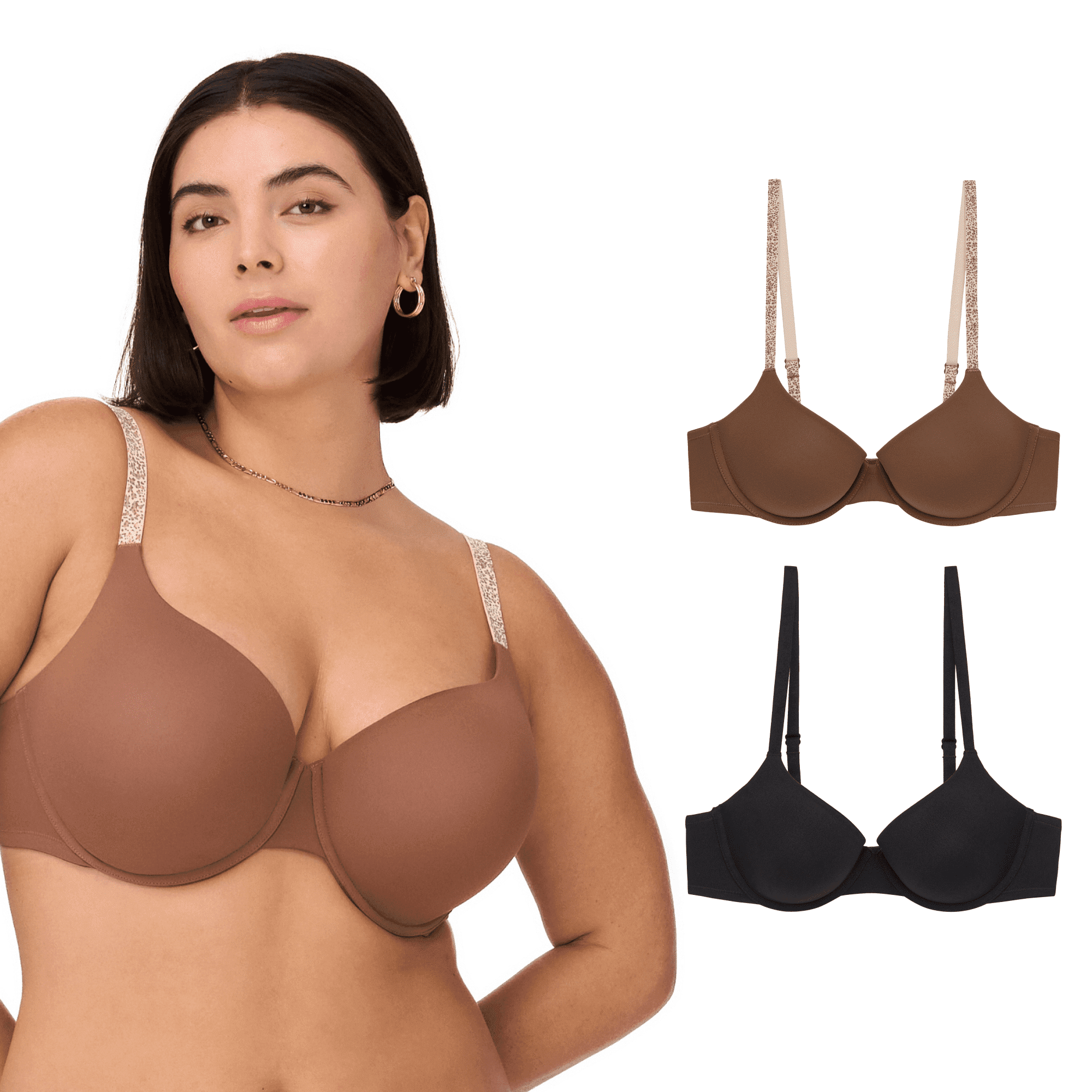 BLAKE & CO. Women's Micro and Lace Underwire T-Shirt Bra with Adjustable Straps, 2-Pack, Sizes ...