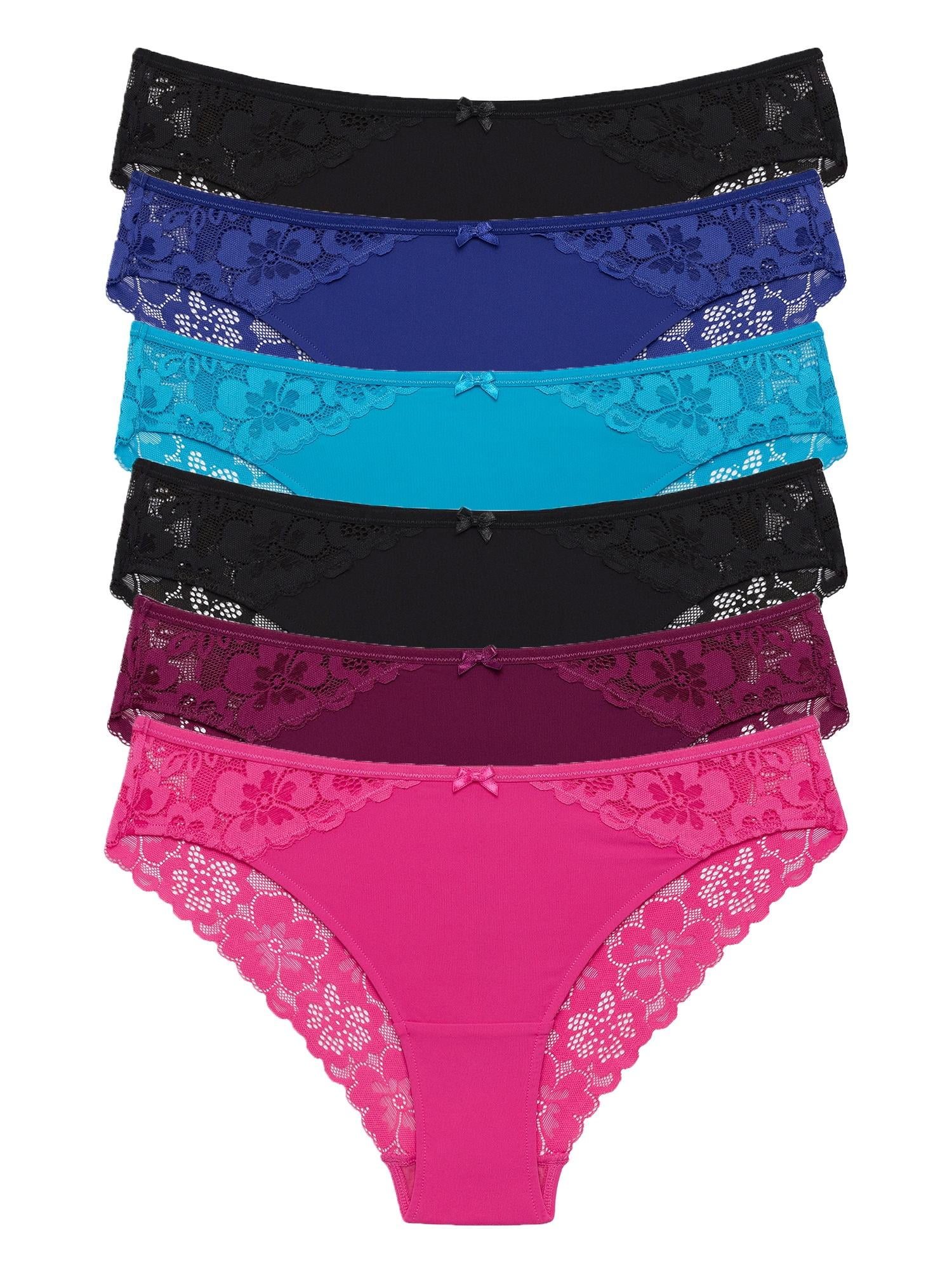 BLAKE & CO. 6 Pack Junior’s Micro and Lace Cheeky Underwear, Sizes S-2X - Walmart.com