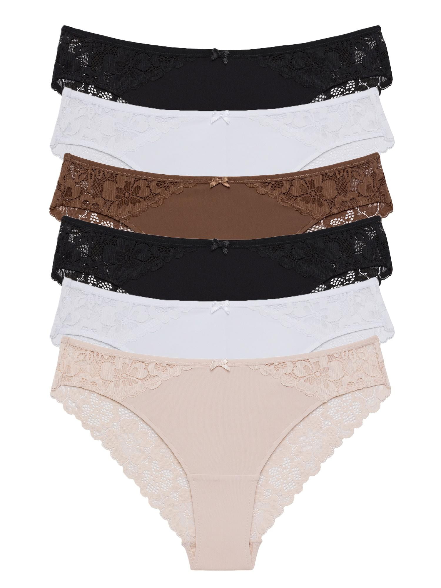 BLAKE & CO. 6 Pack Junior’s Micro and Lace Cheeky Underwear, Sizes S-2X ...