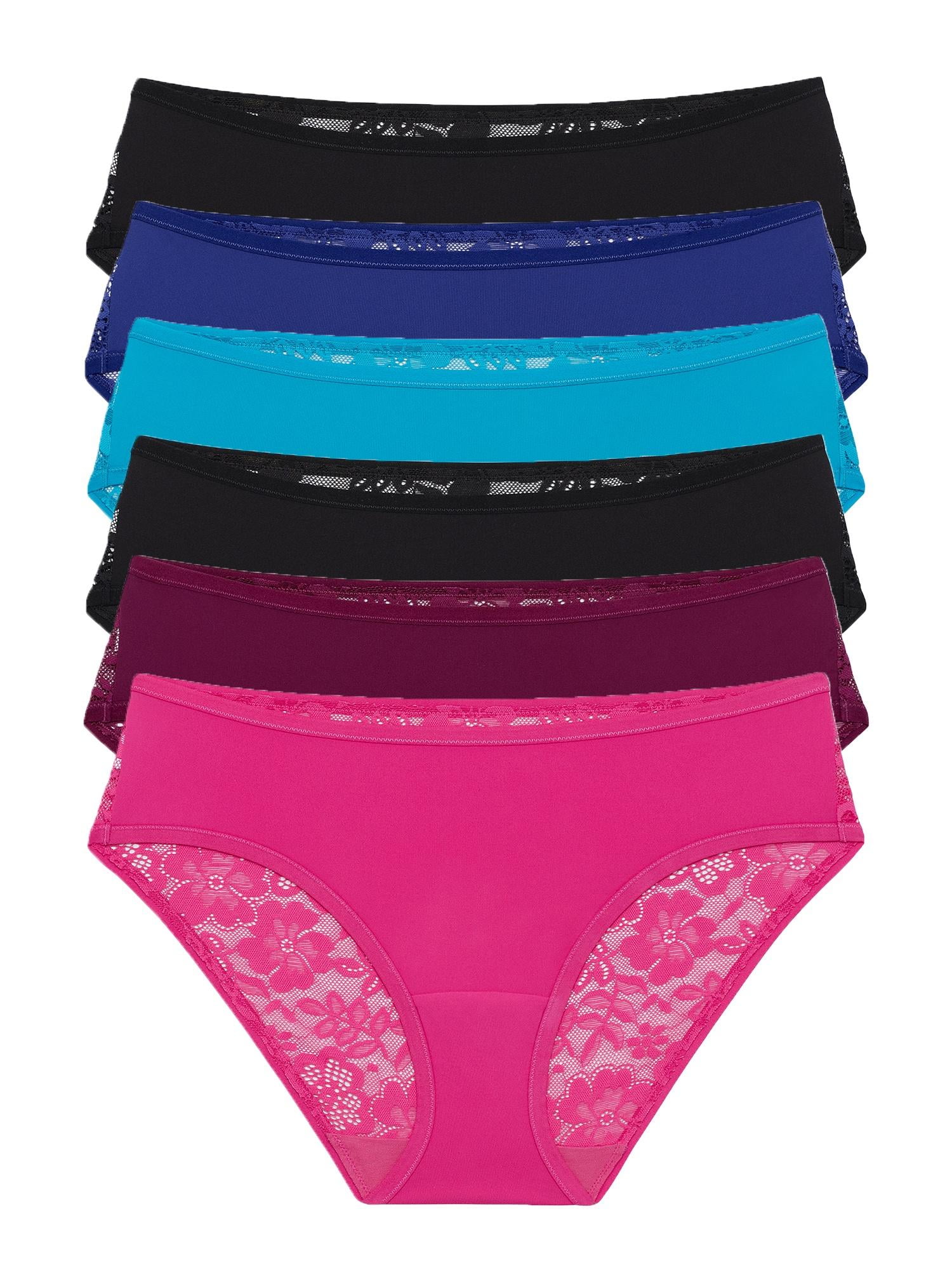 BLAKE & CO. 6 Pack Junior’s Micro and Lace Hipster Underwear, Sizes S ...