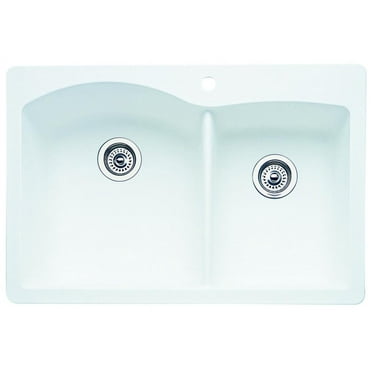 Blanco PRECIS Equal Double Bowl SILGRANIT Sink White - Walmart.com