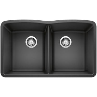 Blanco DIAMOND 1-3/4 with Low Divide SILGRANIT Sink Metallic Gray ...