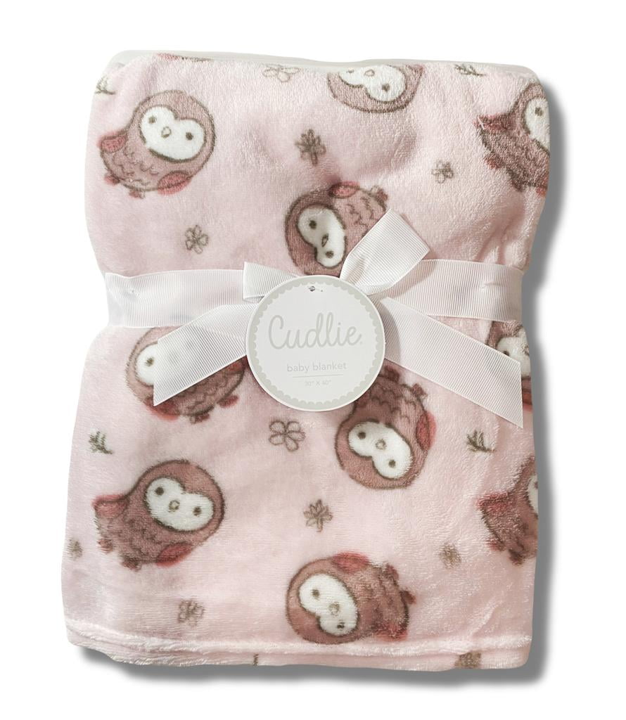 BLANKET PLUSH - CUDLIE GIRLS - OWL PINK - BABY TODDLER CRIB STROLLER ...