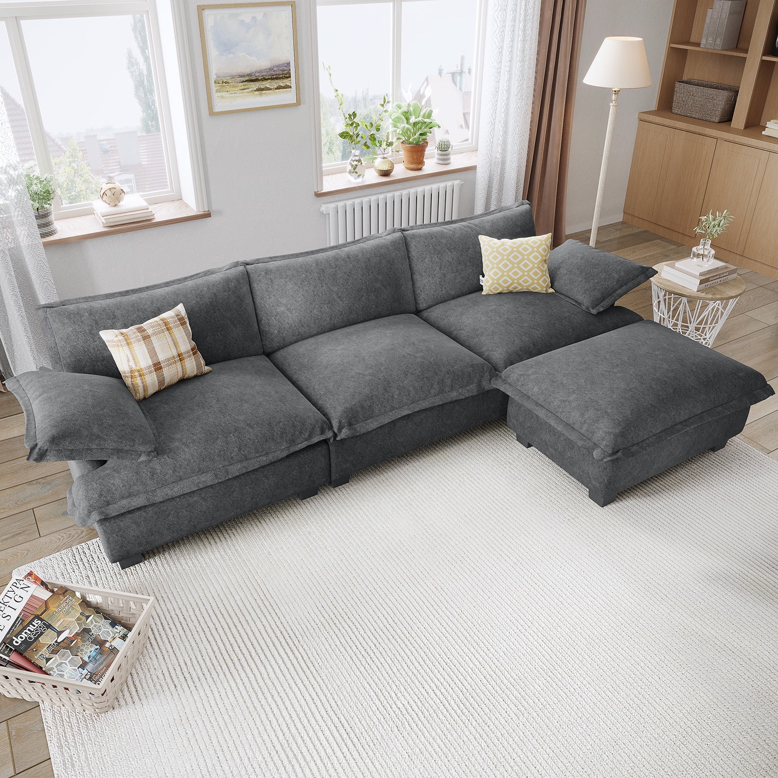 BLAZANT 113" Oversized Sectional Sofa Cloud Couch for Living Room ...