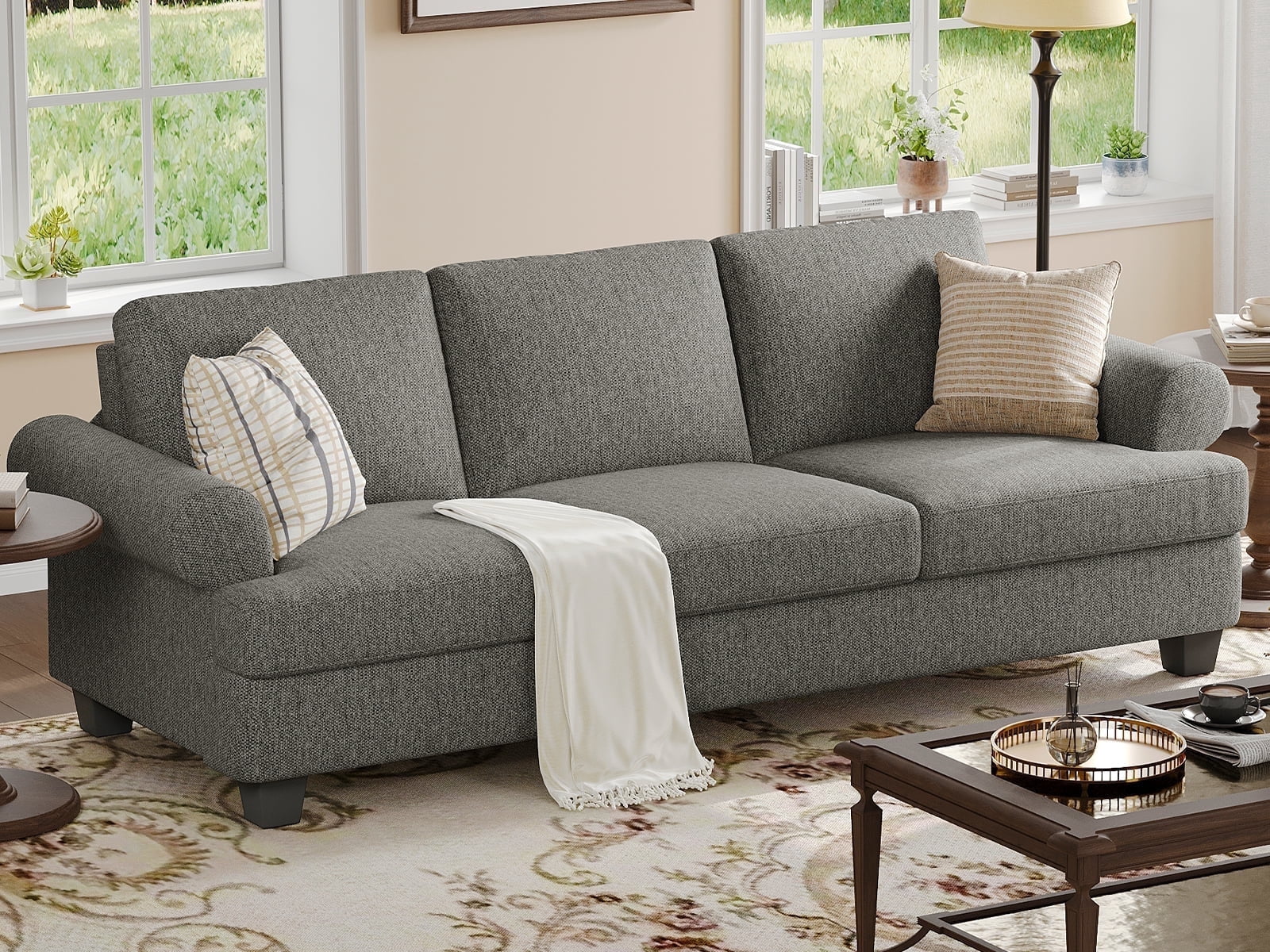 COPIAE 91 Inch Lawson Sofa with Extra Deep Seats Oversize, 3-Seat Sofa ...