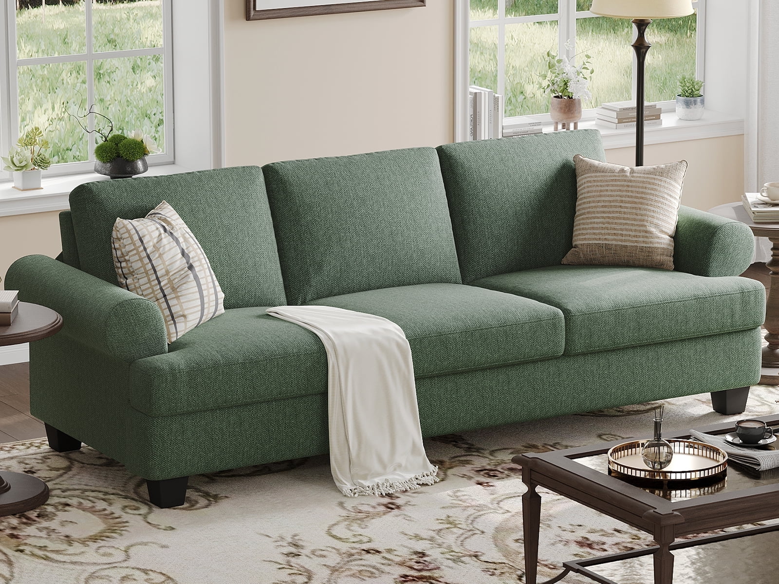 BLAZANT 91” Sofa Couch, Deep Seat Sofa with Lawson Style Armrests ...