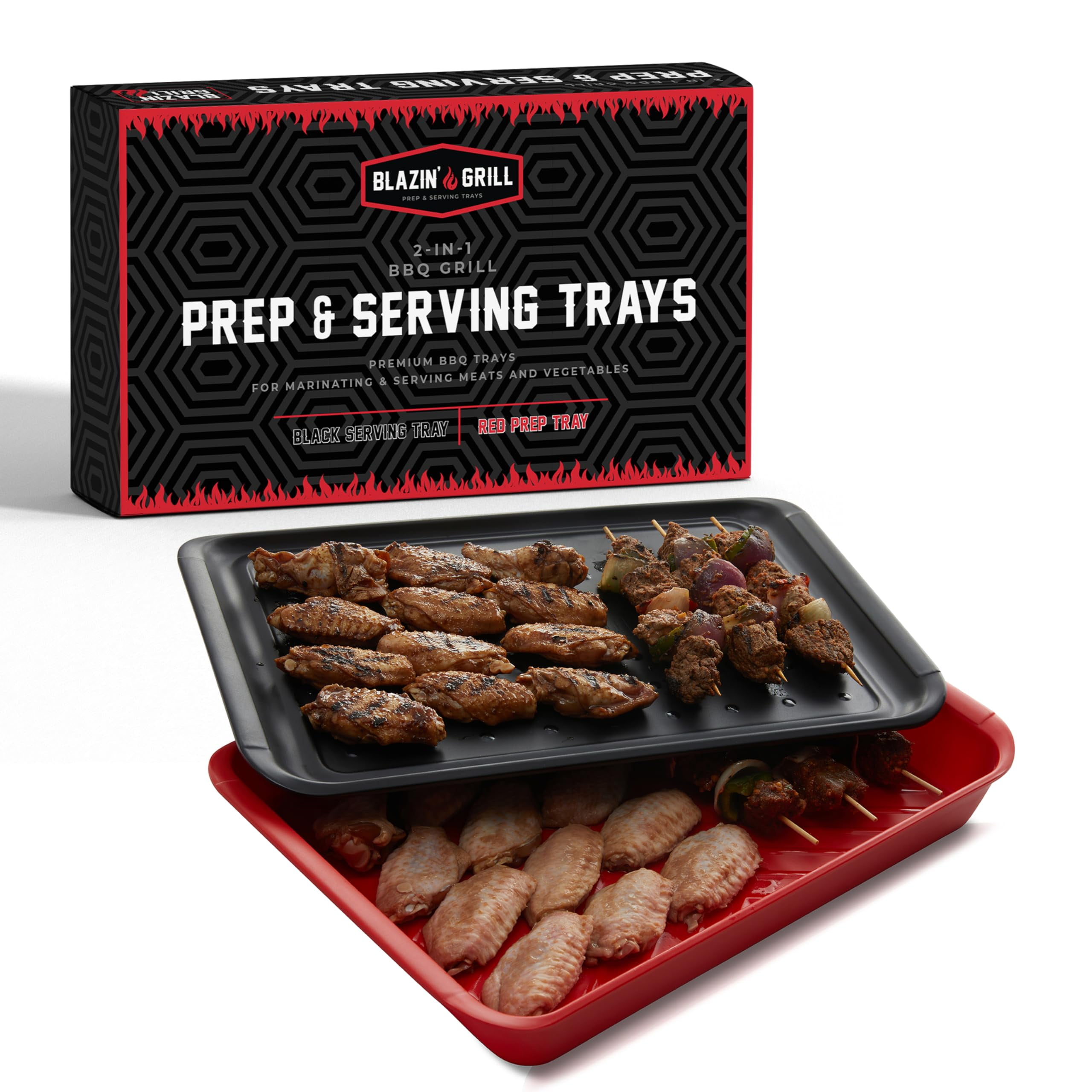 BLAZIN' GRILL Prep and Serve Trays | Set of Stackable, Melamine Trays ...