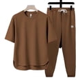 BLCHUNen 2 Piece Sets for Men Casual Crew Neck High Low Hem Tees ...