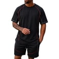 BLCHUNen 2 Piece Sets for Men Workout Sets Short Sleeve Athletic T ...