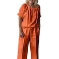 BLCHUNen 2 Piece Sets for Women Summer Drawstring Scoop Neck Ruched ...