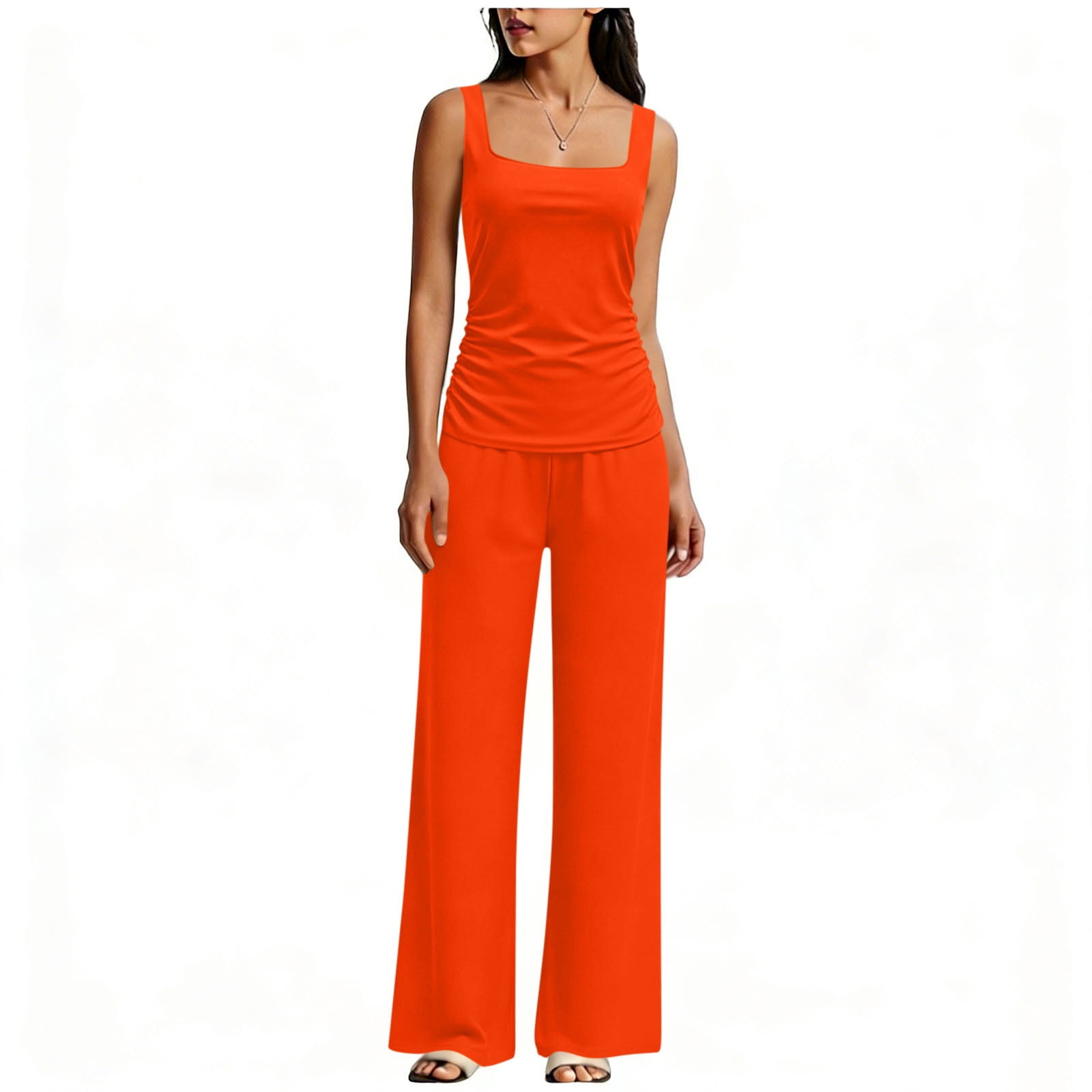 BLCHUNen 2 Piece Sets for Women Summer Straight Leg Loose Pants ...
