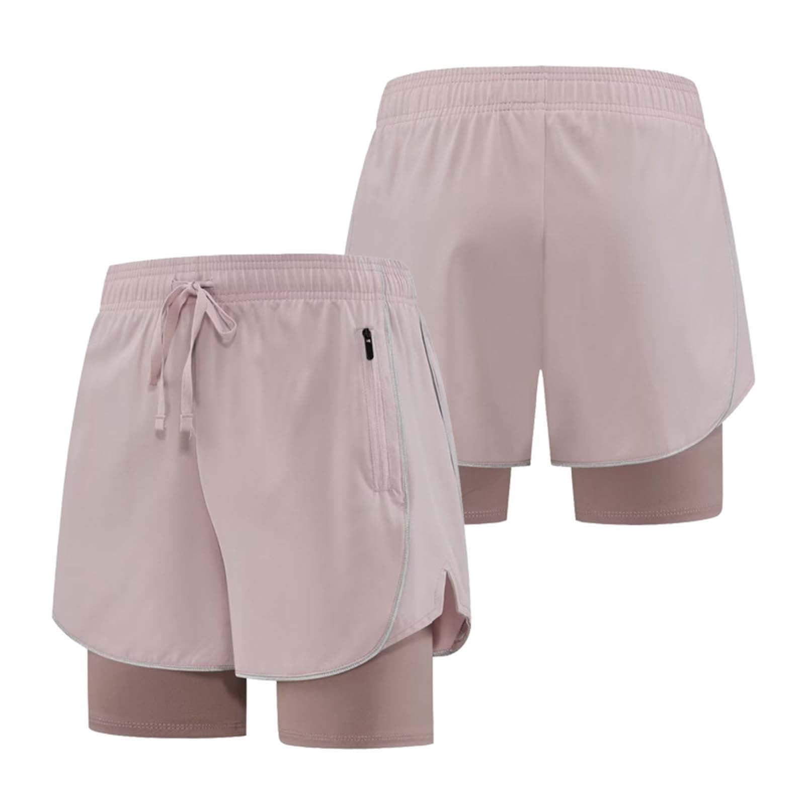 BLCHUNen 2 in 1 Workout Shorts Women Drawstring Slim Leg Casual High ...