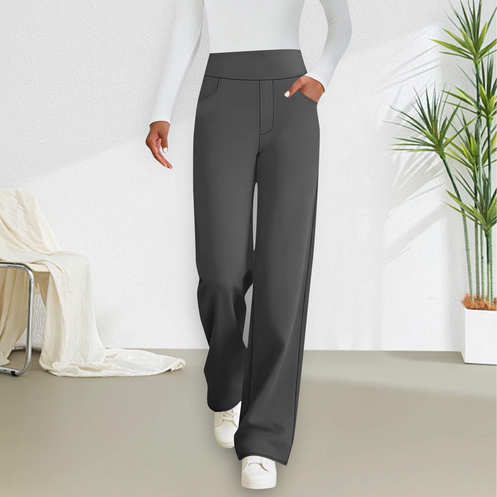 BLCHUNen Athletic Pants for Women Casual Elastic Waist Lightweight ...