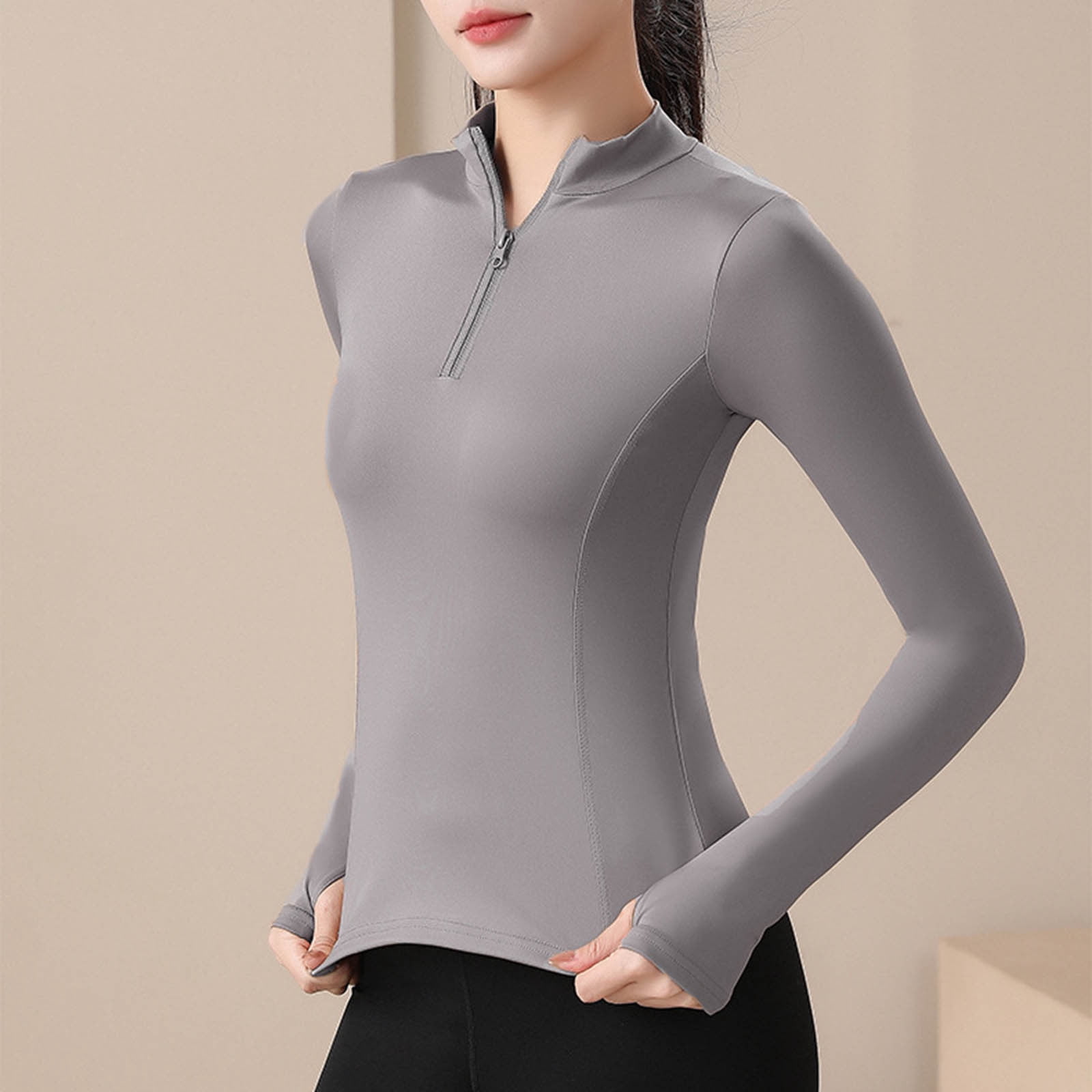 BLCHUNen Athletic Shirts Long Sleeve Base Pullover Half Zip up Stretch ...