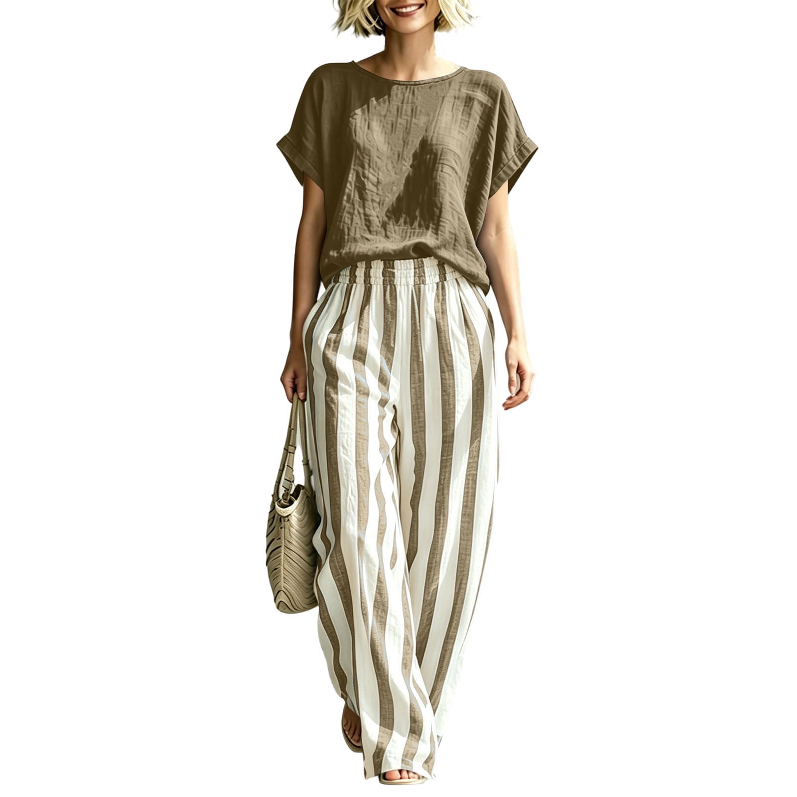 BLCHUNen Beach Outfits for Women Drop Shoulder Cap Sleeve Shirts Summer ...