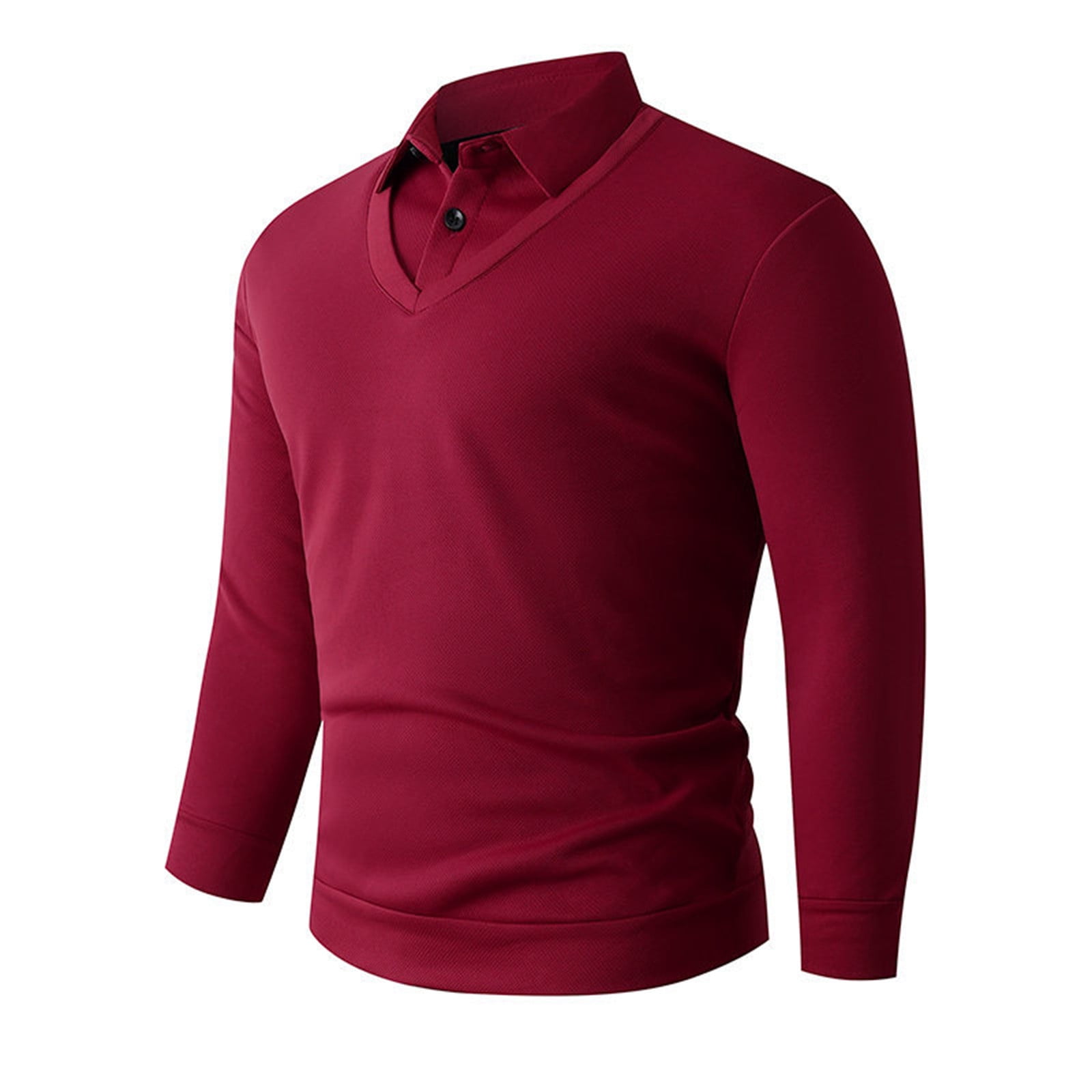 BLCHUNen Business Casual Tops for Men Long Sleeve Slim Fitted Turndown ...