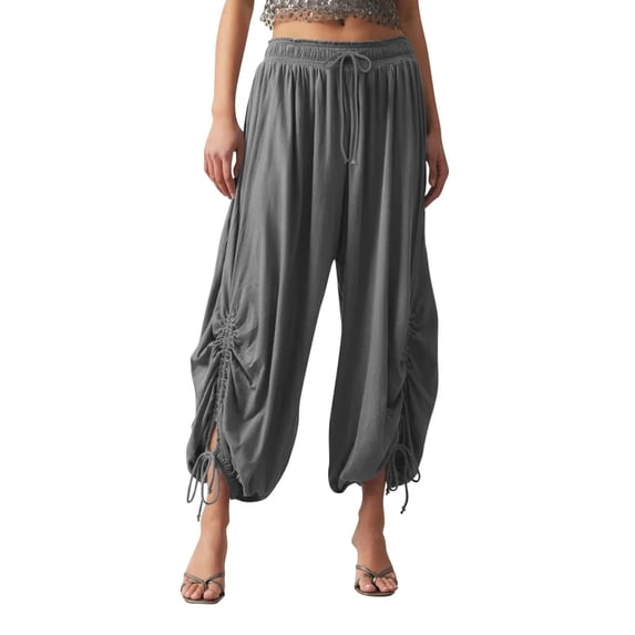 BLCHUNen Capri Pants for Women Drawstring Elastic Mid Waisted Capris ...