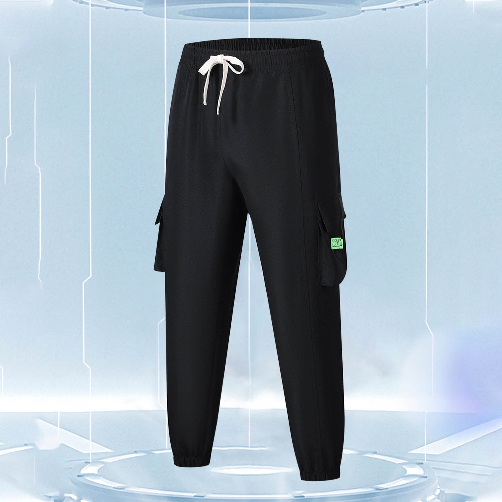 BLCHUNen Cargo Pants for Men Elastic Waist Drawstring Outdoor Workout ...