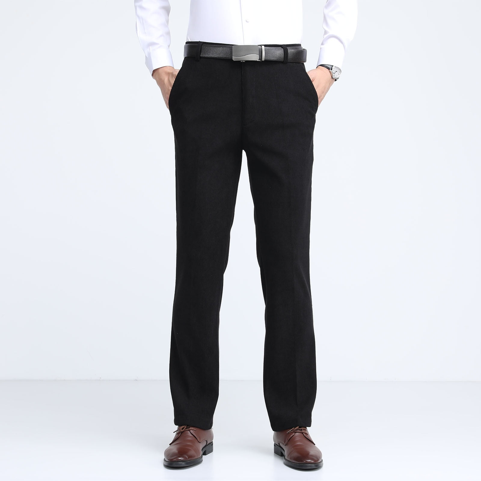 BLCHUNen Dress Pants for Men Casual Corduroy Open Front Loose Office ...