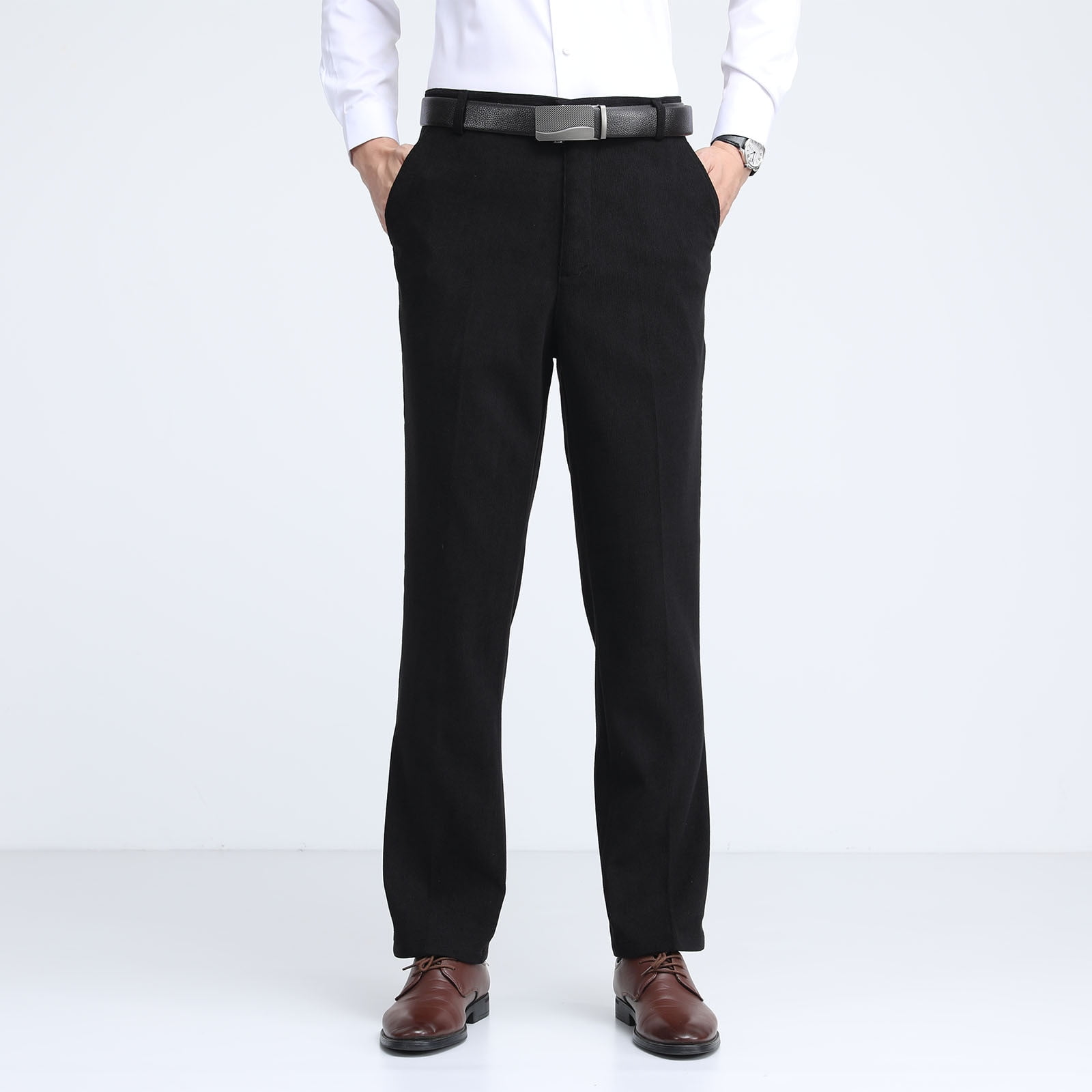 BLCHUNen Dress Pants for Men Casual Corduroy Open Front Loose Office ...