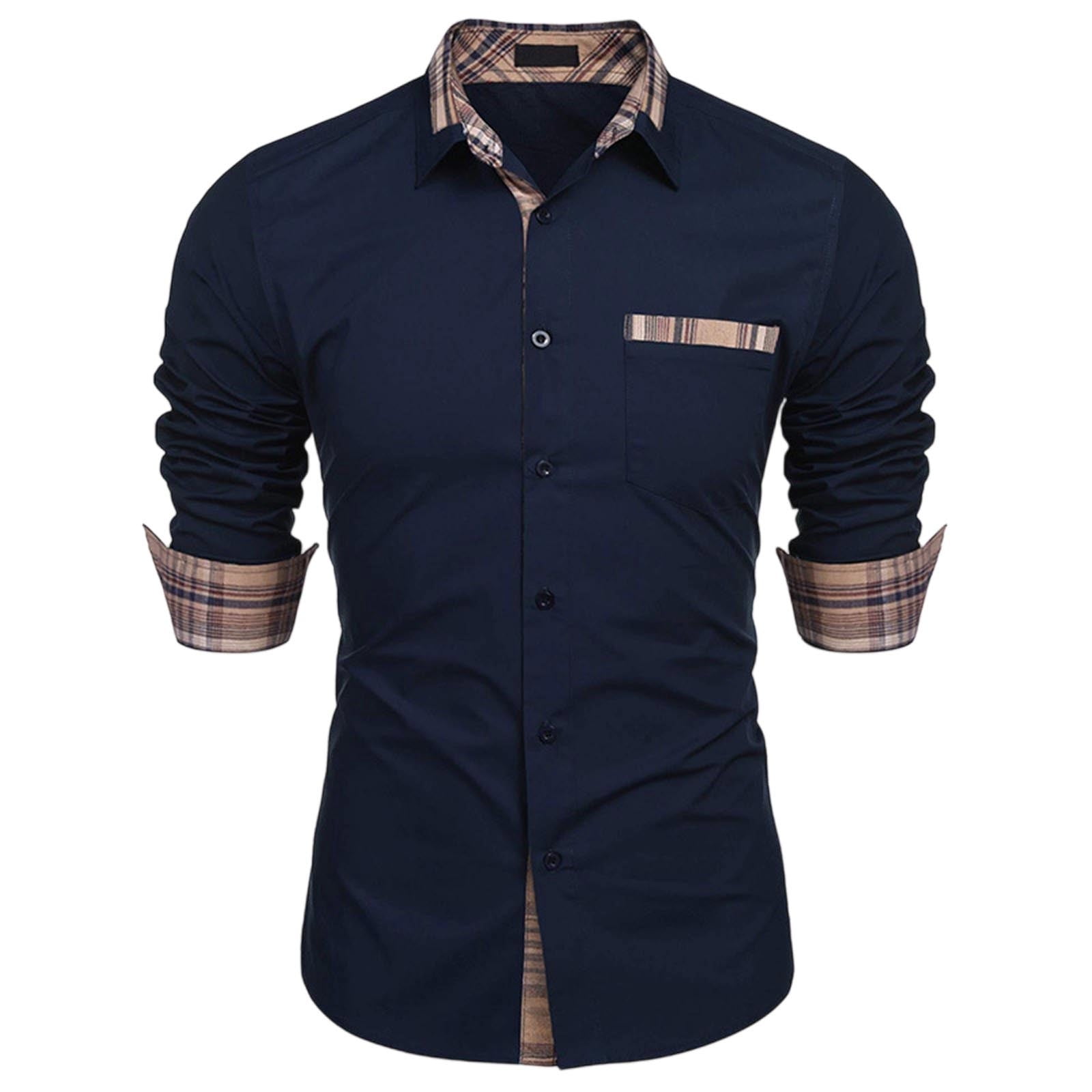 BLCHUNen Dress Shits for Men Long Sleeve Button down Breathable Casual ...