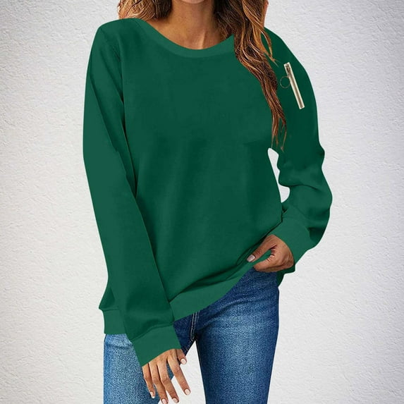 BLCHUNen Fall Tops for Women Turndown Collar V Neck Pullover ...