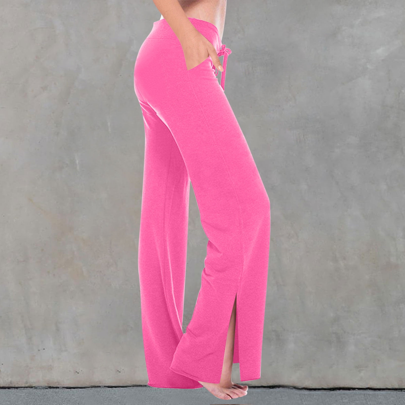 BLCHUNen Flared Pants for Women Drawstring Staright leg Side Split ...