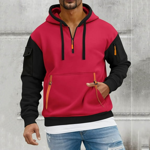 BLCHUNen Hoodies for Men Casual 1/4 Zip Pullover Drawstring Long Sleeve ...