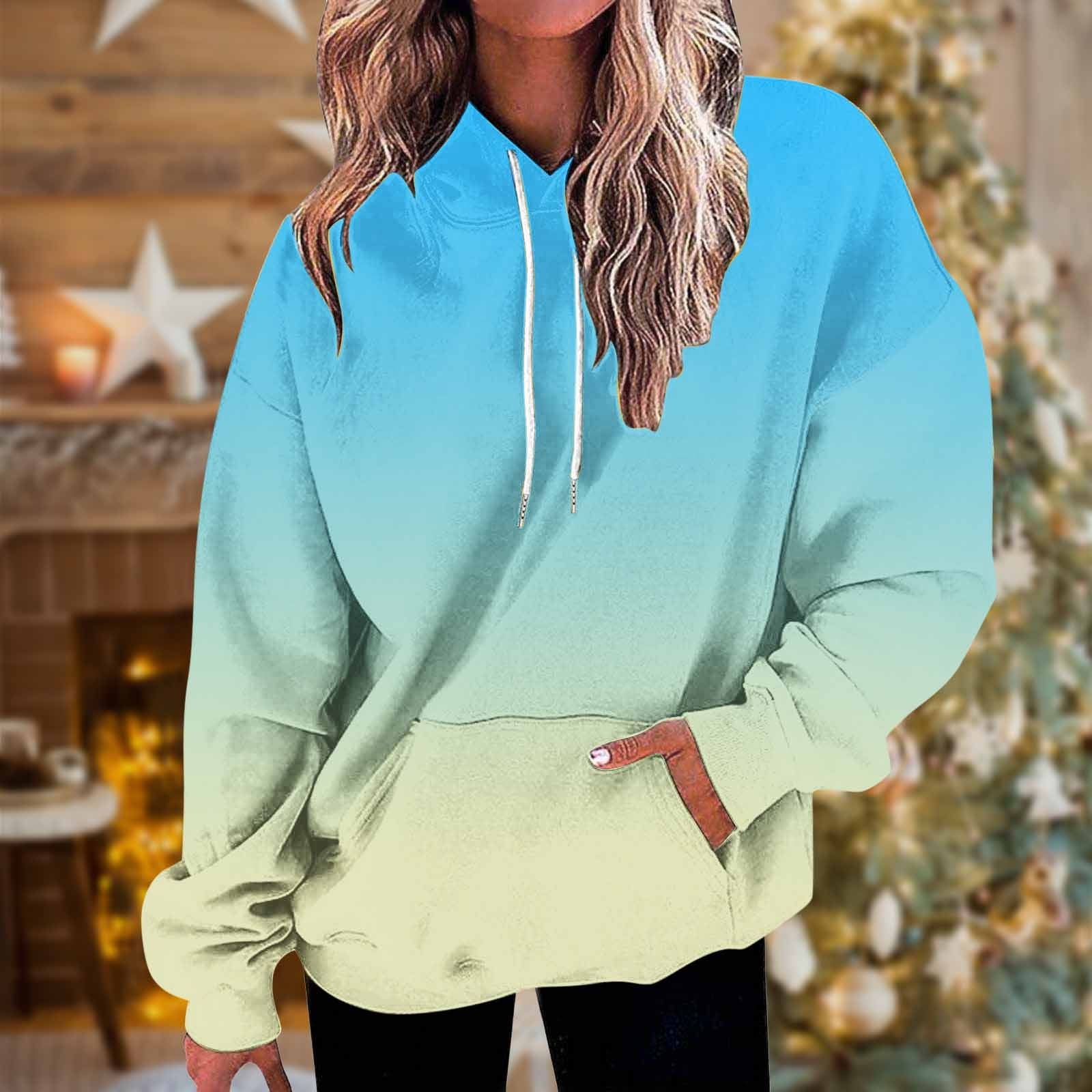 BLCHUNen Hoodies for Women Pullover Long Sleeve Gradient Color ...