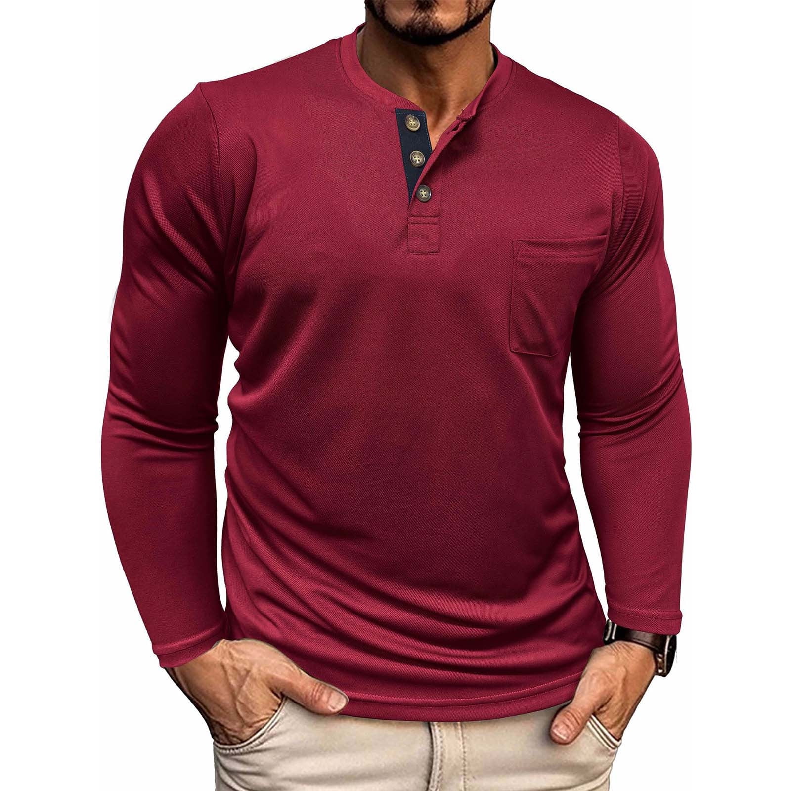 BLCHUNen Long Sleeve Shirts for Men Casual Pullover Loose Breathable ...